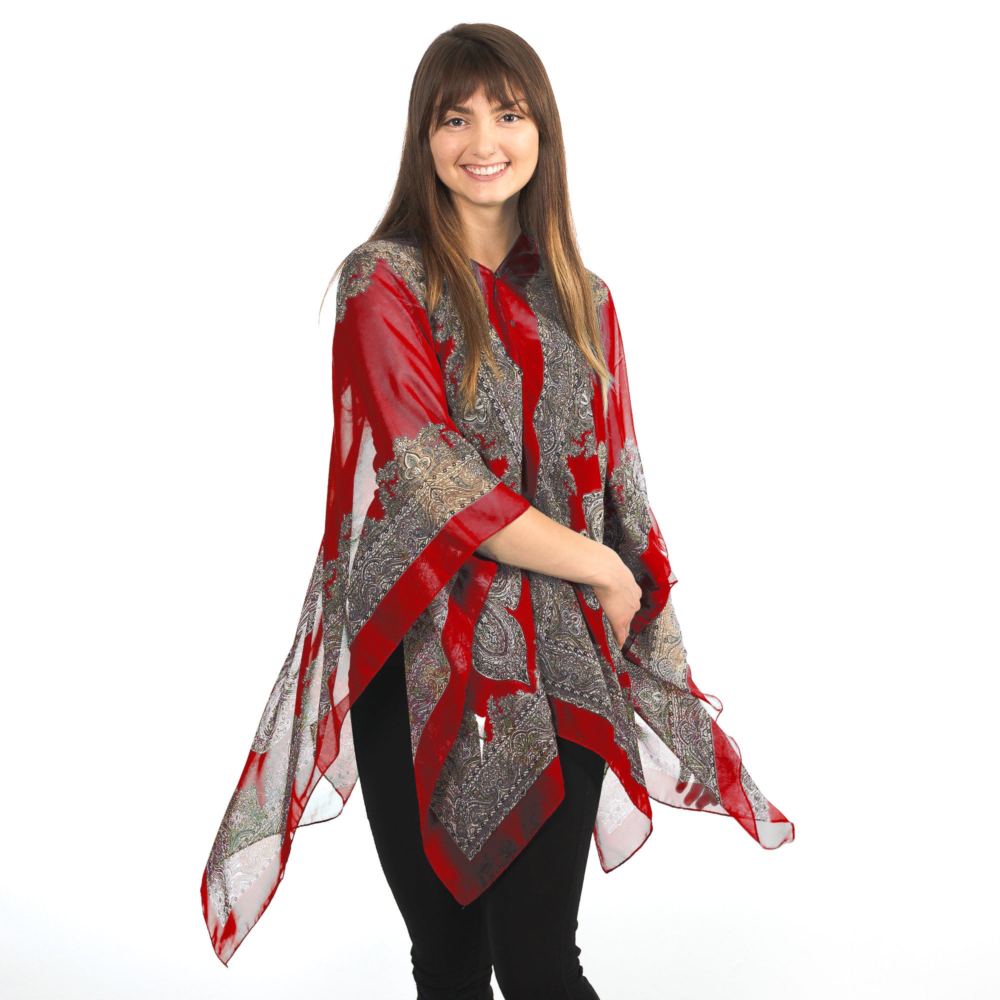 Paisley Chiffon Coverup/ Poncho/ Evening Wrap